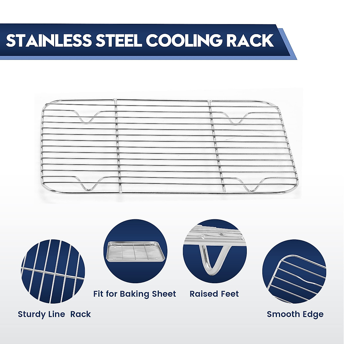 BIEAMA Baking Sheet with Rack Set (2 Pans + 2 Racks), 10 x 8 x 1" Stainless Steel Cookie Sheet with Cooling Rack, Toaster Oven Tray and Rack Set