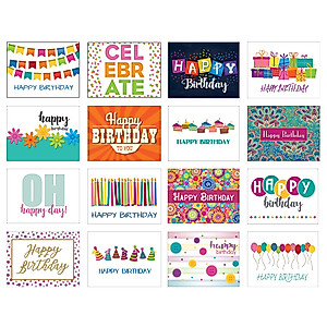 Stonehouse Collection 48 Birthday Card Assorted Pack - USA Made - 16 Unique Assorted Designs Blank Cards - Bulk Boxed Set (48 Card)