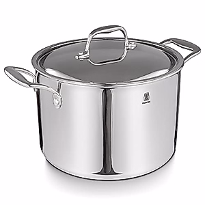 ROYDX Stockpot with Lid 5-PLY 7.5-Quart 304 Large Stainless Steel Soup Pot Nonstick Burning Pot with Food Steamer Stockpot