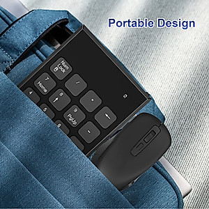 Wireless Number Pad and Mouse Combo,2.4G 19 Keys USB Wireless Numeric Keypad,3 Adjustable Silent Mouse Speeds DPI 800/1200/1600,Set for Laptop,Notebook,Desktop,PC Computer-Use One USB Receiver