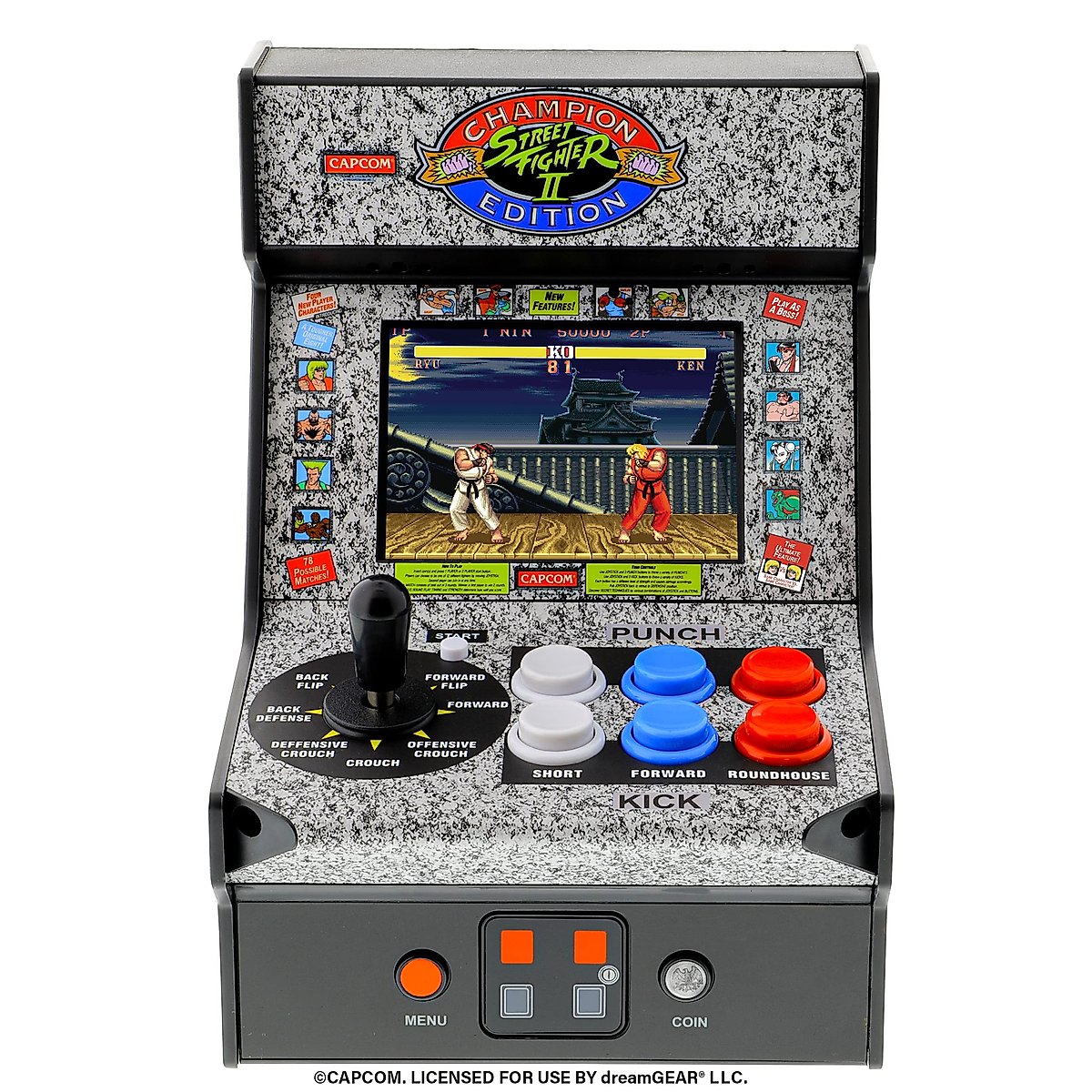 My Arcade Street Fighter 2 Champion Edition Micro Player-Fully Playable, Includes CO/VS Link for Multiplayer Action, 7.5 Inch Collectible, Full Color Display, Battery or Micro USB Powered