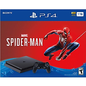 Newest Bundle-PlayStation 4 slim 1TB Console with Marvel's Spider-Man and Assassin's Creed Odyssey Deluxe Edition - Jet Black
