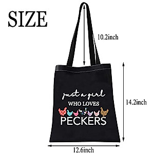 BDPWSS Chicken Lover Tote Bag Just a Girl Who Loves Peckers Funny Chicken Farmer Gift Bag (Girl love Peckers TGbl 2)