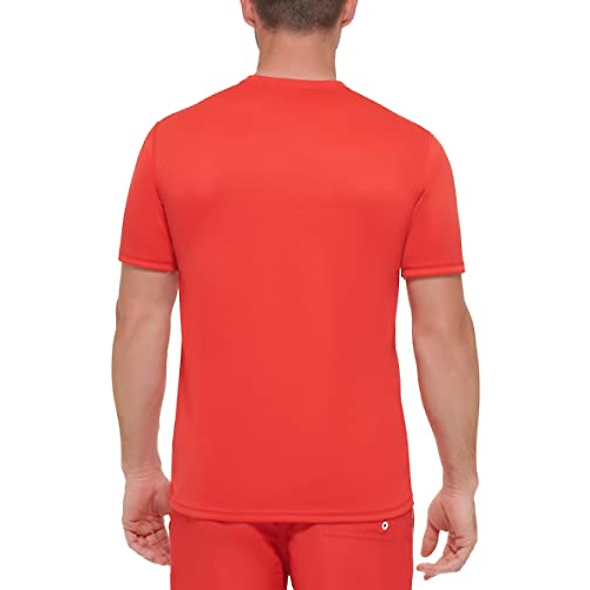 Calvin Klein Men's Standard Light Weight Quick Dry Short Sleeve 40+ UPF Protection, Red, Medium