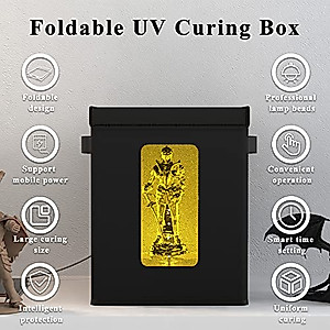 UV Resin Curing Box, Foldable Resin 3D Printed Models Curing Machine for LCD | DLP | SLA 405nm| with Driven Turntable| Time Control |Acrylic Reflector