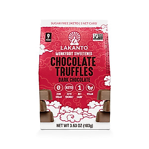 Lakanto Sugar Free Chocolate Truffles - Sweetened with Monk Fruit, Keto Diet Friendly, Vegan, 1 Net Carb, Creamy, Smooth, Delicious (Original - Pack of 1)