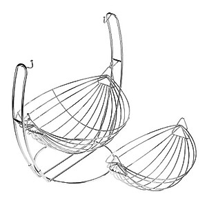 MyGift® Silver Metal 2 Tier Hammock Style Fruit Basket Bowl and Vegetable Produce Storage Rack Kitchen Counter Display Stand