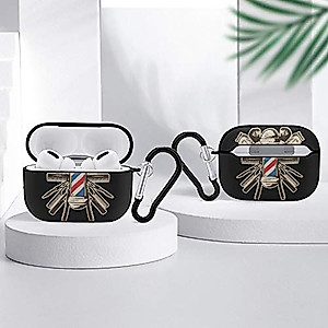 Barber Accessories Hairdresser Beard Hairstyle Airpods Case Cover for Apple AirPods Pro Cute Airpod Case for Boys Girls Silicone Protective Skin Airpods Accessories with Keychain