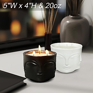 Outdoor Decorative White Large Citronella Candle, 20oz, Ceramic, Repelling 3 Wick Scented Candles, 100% Soy, for Patio Decor, Outside Table Decor, Camping Accessories