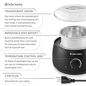 Salon Sundry Portable Electric Hot Wax Warmer Machine for Hair Removal - Black with Clear Lid