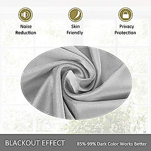 cololeaf Living Room Blackout Velvet Curtains, Back Tab/Rod Pocket Blackout Lined Curtains Room Darkening Thermal Insulated Curtains for Living Room,Silver Grey 120W x 96L Inch (1 Panel)