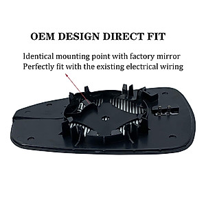 Passenger Right Side Mirror Replacement for 2013 2014 2015 2016 2017 2018 2019 2020 Ford Fusion Side Mirror Glass - Side View Heated Convex Mirror with Blind Spot Rear Holder