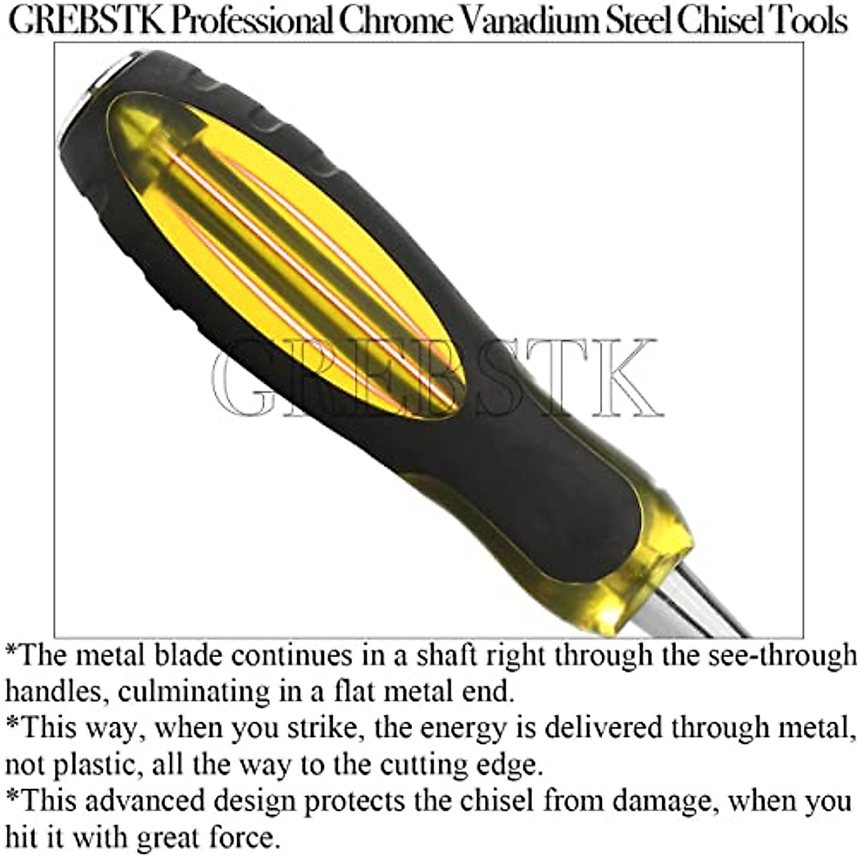 GREBSTK 4 Piece Professional Wood Chisel Tool Sets Sturdy Chrome Vanadium Steel Chisel Woodworking Tools, 1/4 inch,1/2 inch,3/4 inch,1 inch