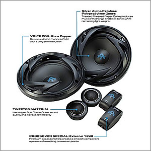 Autotek ATS65C 6.5 Inch Two Way Car Speakers (Black and Blue, Pair) - 300 Watt Max, 2 Way, Voice Coil, Neo-Mylar Soft Dome Tweeter, Pair of 2 Car Speakers