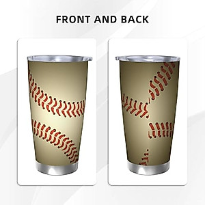 Groamaup 20oz Baseball Stainless Steel Insulated Tumbler with Lid and 3pcs Straw Sets, Sport Car Cup for Cold and Hot Drinks, Coffee Mug for Travel Office and Home Use