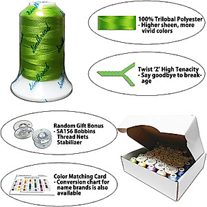 Simthread 63 Brother Colors Polyester Machine Embroidery Thread 1000M(1100Y) Big Spool for Brother Babylock Husqvarna Janome Singer Pfaff Bernina Serger Embroidery and Sewing Machines