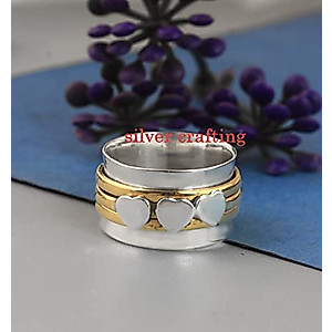Heart Spinner Sterling silver spinning ring Meditation ring Silver band Love couple ring Silver jewelry (7)