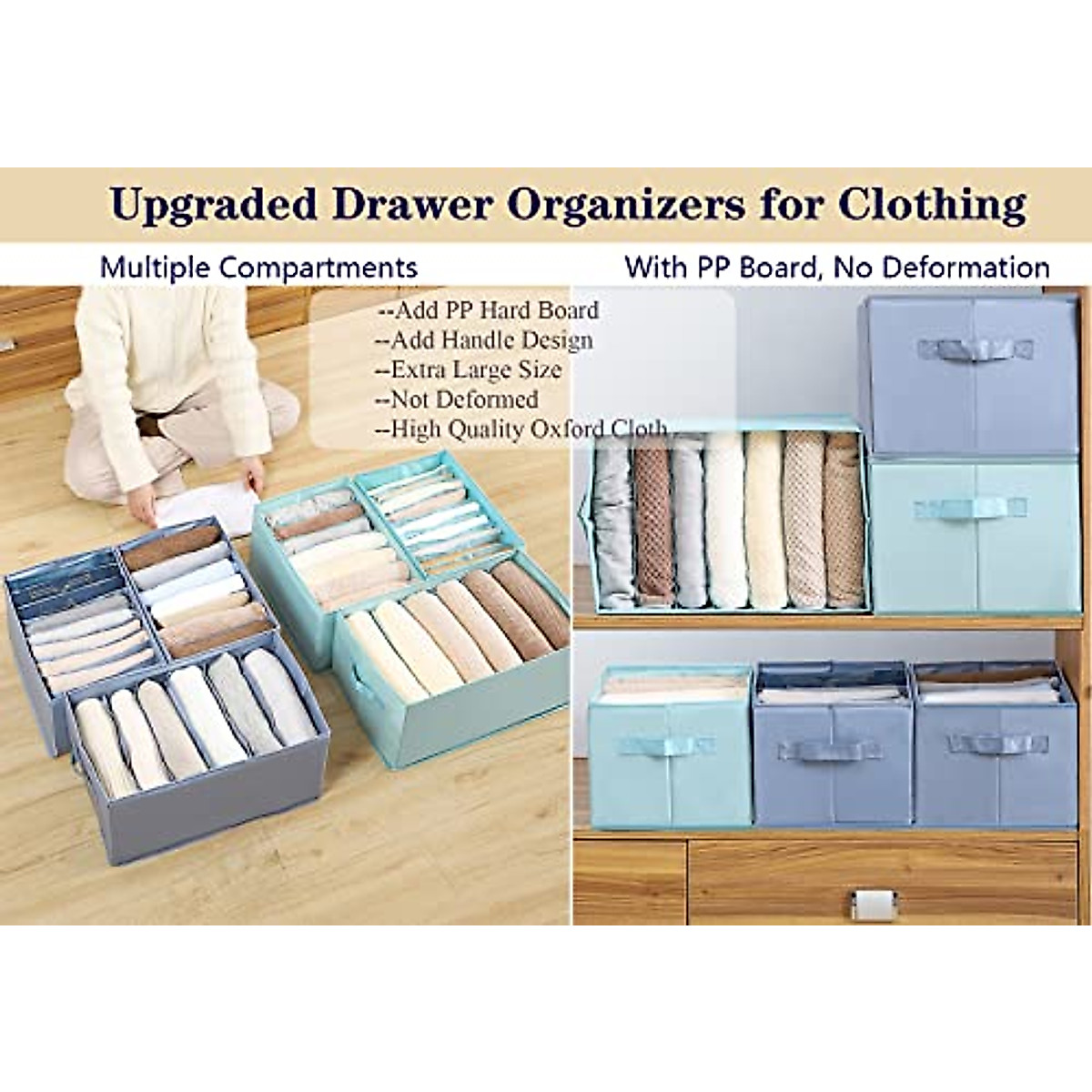 MUIRK Wardrobe Clothes Organizer,6PCS Closet Organizers and Storage,Closet Organizers for Shirts Socks Bra Jeans Underwear Clothes Organizer Storage Box Dividers