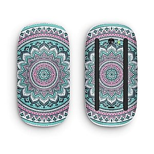 Design Skinz Green and Pink Circle Mandala v9 Vinyl Decal Compatible with The Apple Magic Mouse 2 (Wireless, Rechargable) with Multi-Touch Surface