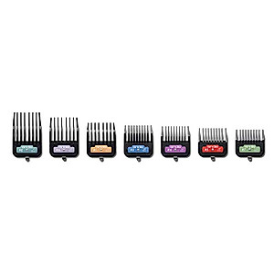 Andis 33655 Premium Clip Animal Comb Set – Built with Plastic, Includes 7 Color Coded Combs of Different Sizes, Metal Clip to Attach Comb - Fits Ultra Edge & Ceramic Edge Blades, Multicolor