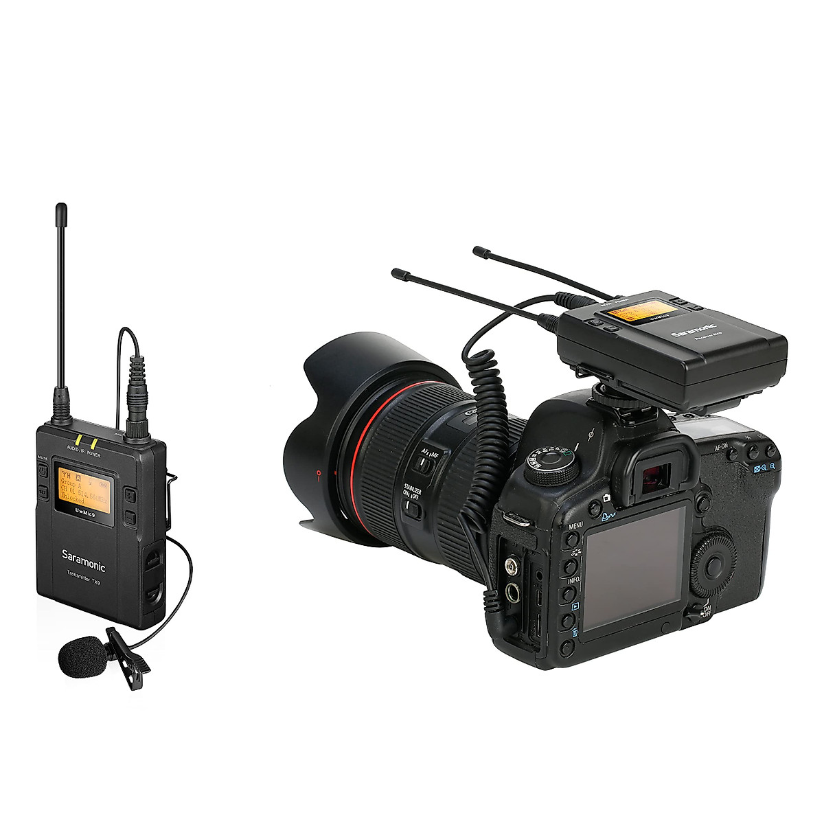 Saramonic UwMIC9 96-Channel Digital UHF Wireless Lavalier Microphone System, Includes RX9 Portable Receiver, TX9 Bodypack Transmitter