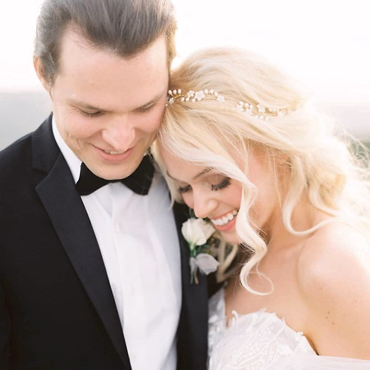 BEAYFILY Bridal Wedding Hair Vine,Extra Long Pearl and Crystal Beads Bride Head Piece,Silver Hair Accessories for Women and Girls (Silver)