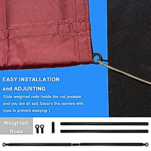Alion Home Universal Waterproof Pergola Shade Cover – Pergola Replacement Canopy – Outdoor Adjustable Shade Cover with Heavy Duty Weighted Metal Rods (16' x 7', Burgundy Red)
