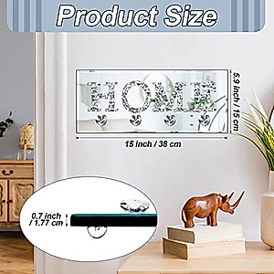 Yalikop Crush Diamond Mirrored Home Letter Plaque Sign Wall Mounted Key Holder Clear Heart Shape Hooks Key Hanger Christmas Gift for Wall Door Bookshelf Decorative