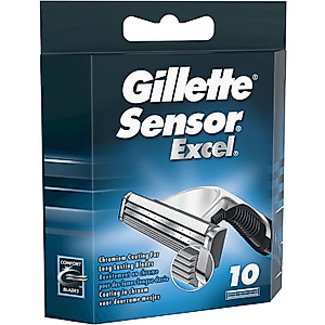 Gillette Sensor Excel Shaving Cartridges for Men Quantity: 10 (Packaging May Vary)