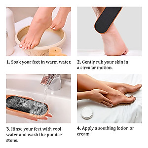 Pumice Stone Foot File - Wooden Pedicure Feet Scrubber with Handle for Callus, Dry, and Dead Skin Removal - Heel Scraper for Feet, Hands, and Body - Foot Filer for Use in Shower