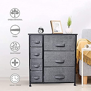 CERBIOR Wide Drawer Dresser Storage Organizer 5-Drawer 7-Drawer Closet Shelves, Sturdy Steel Frame Wood Top with Easy Pull Fabric Bins for Clothing, Blankets