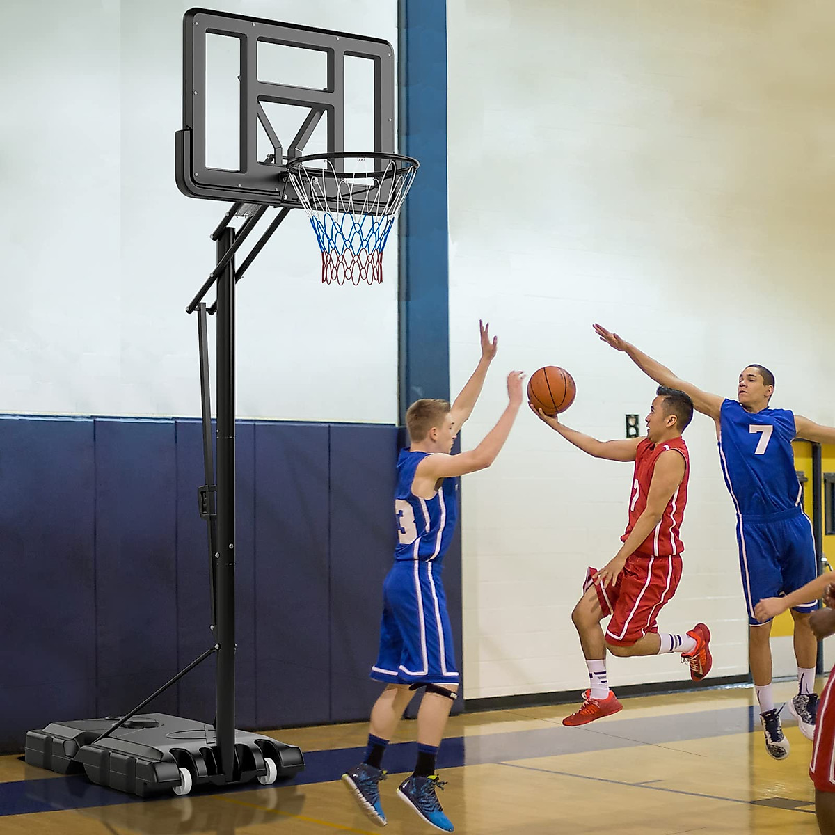 Giantex Portable Basketball Hoop Outdoor - 8-10Ft Height Adjustable Basketball Stand System for Youth Adult Kids with 44" Backboard, 2 Wheels, Fillable Base, Indoor Outdoor Basketball Goal