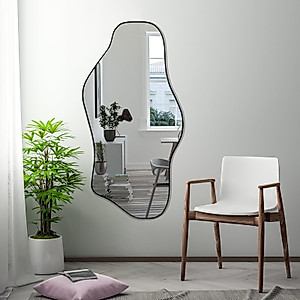 DAOYIJIAJU Large Irregular Mirror, Asymmetrical Wall Mirror, 47.2"x21" Unique Shaped Mirror, Modern Oblong Mirrors for Living Room Bathroom Bedroom Entryway Fireplace