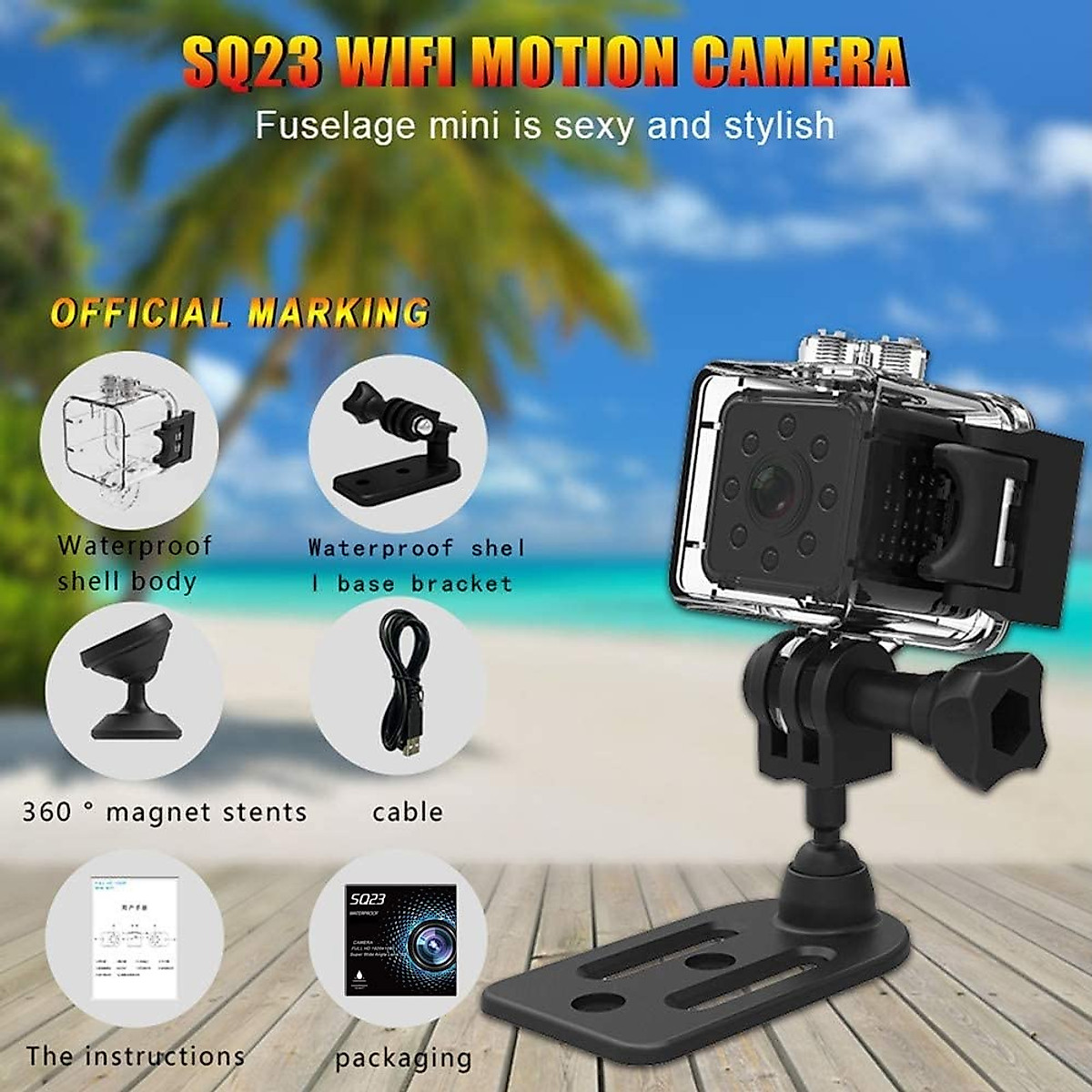 UNIKAMI Mini Camera SQ23 HD Small 1080P Wide Angle Camera cam Waterproof Mini Camcorder sq13 DVR Video Sport Micro Camcorders Upgraded Version of SQ11, SQ12, SQ13 (Black)