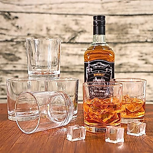 CUCUMI 11oz 6pcs Whiskey Glasses Old Fashioned Glasses Includes Chilling Stones, Ice Clip, Scotch Rocks Glasses Bourbon Glassware Gifts for Men