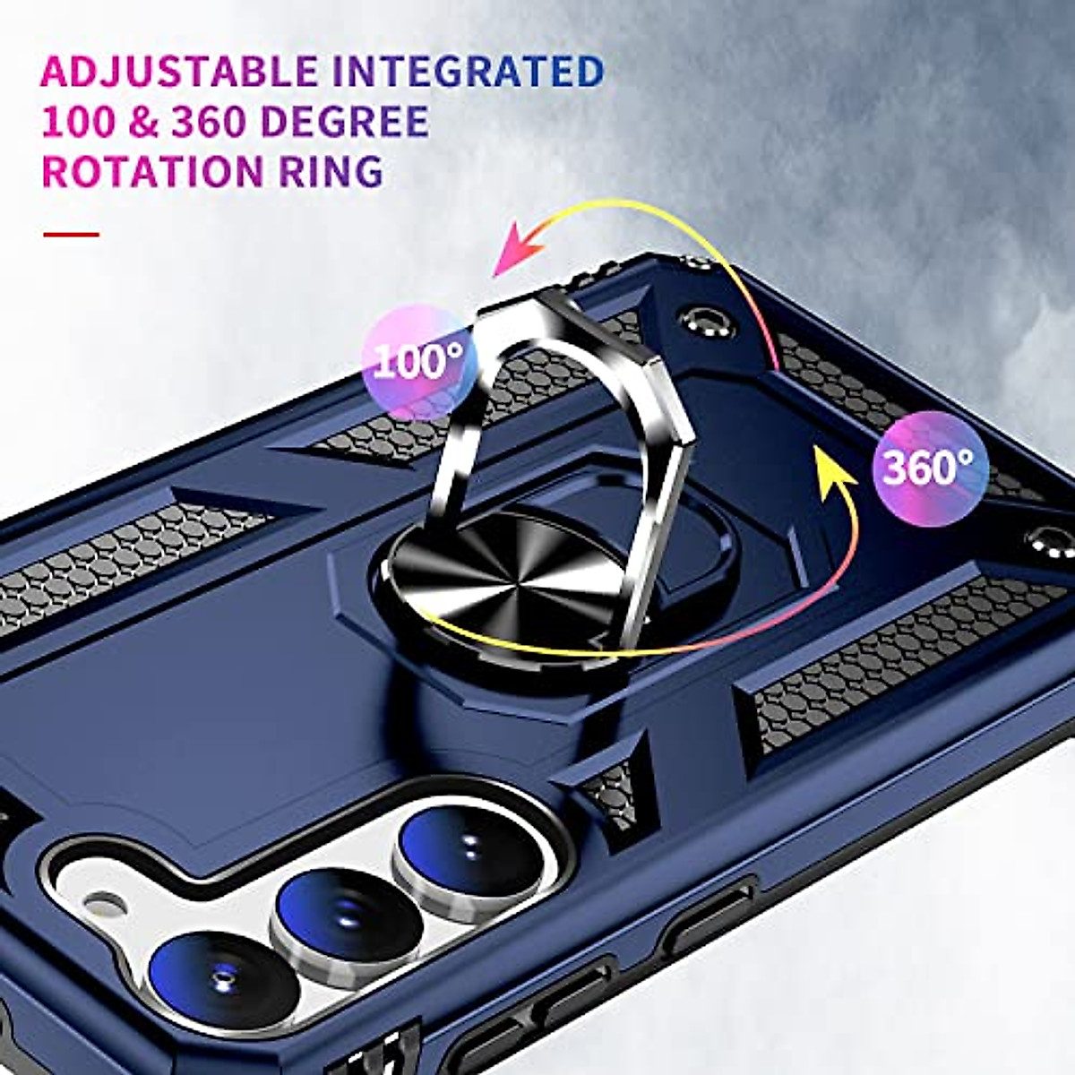 Cases for Samsung Galaxy S23 5G Case with Screen Protector [Military Grade Drop] Heavy Duty Silicone Rugged Shockproof Protective Cover for Samsung Galaxy S23 5G Phone Case with Ring Kickstand Hard