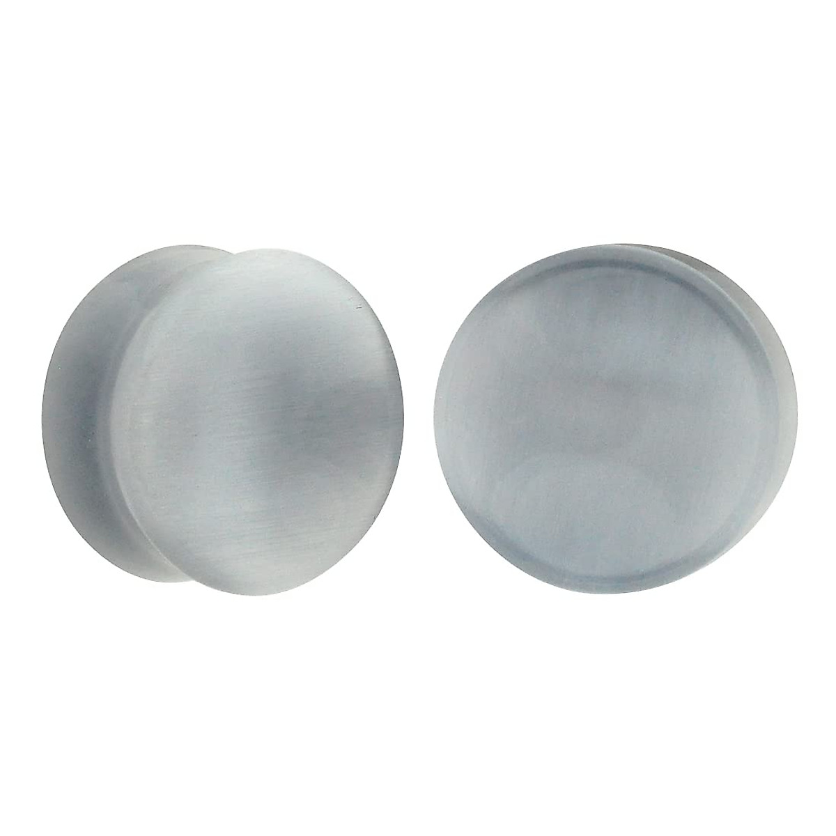 Mystic Metals Body Jewelry Pair of Grey Cat Eye Stone Concave Double Flare Plugs (STN-673) (5/8" (16mm))