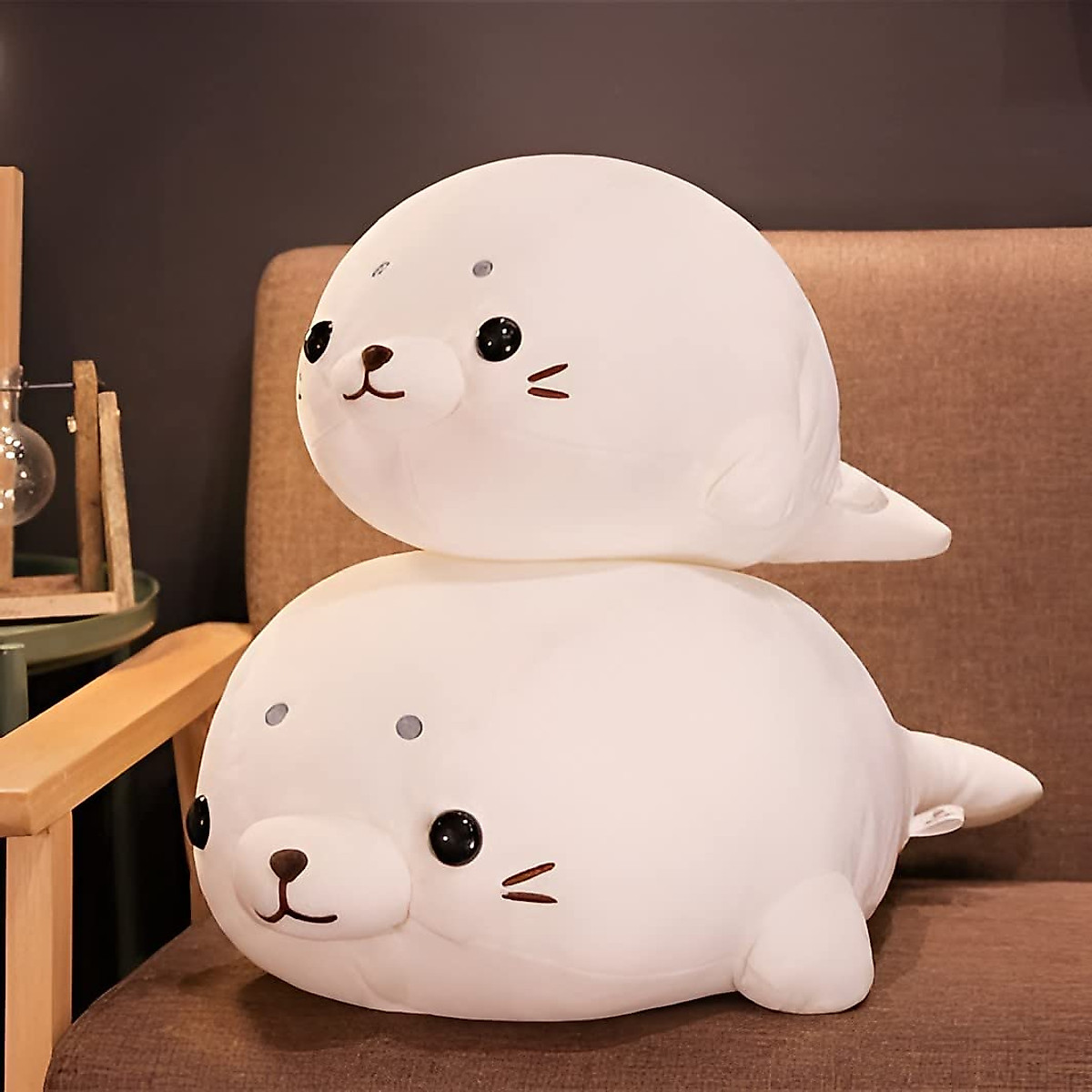 XIOU Cute Seal Plush Toy Stuffed Animal, Super Soft Seal Hugging Pillow, Chubby Seal Plushie Gift for Kids Children Girls Boys Baby Toddlers, Sea Animal Adorable Home Decor (S-19.7in/50cm)