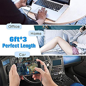 iPhone Lightning Cable 6FT,[MFi Certified] Right Angle Fast Charging Cable 90 Degree Extra 6FT/3Pack Nylon Braided iPhone Charger Cable for iPhone 12/11/Xs Max/XS/XR/X, 8 7 6 6S 6 Plus, iPad, iPod