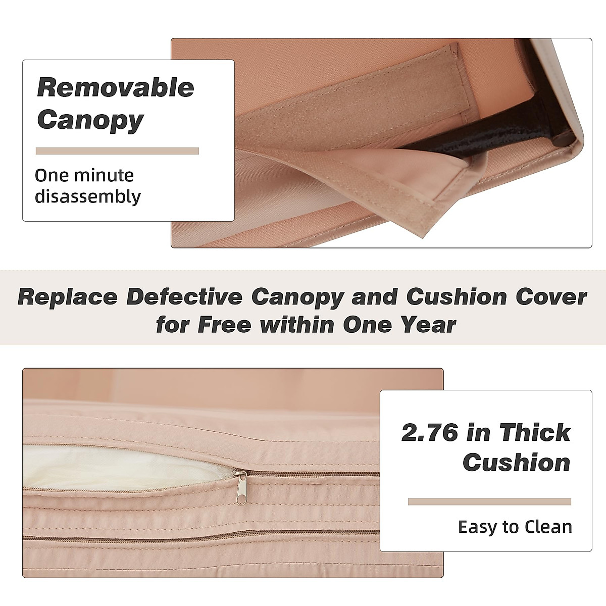 HOMREST 3 Seat Outdoor Porch Swing,Adjustable Canopy Porch Swings,Outdoor Swing with Stand, Patio Glider Chair with Thicken Cushions,Pillow & Cup Holder(Khaki)