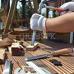 GREBSTK 4PCS Professional Wood Chisel Tool Sets Sturdy Chrome Vanadium Steel Chisel, 1/4 inch,1/2 inch,3/4 inch,1 inch (Oxford Bag)