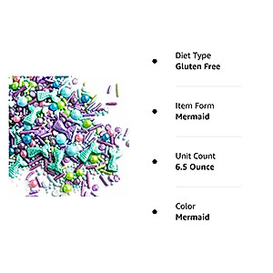 Sweets Indeed Sprinkles, Edible Sprinkle Mix, Perfect for Cake Decorations, Baking, Ice Cream, Cookies, Cupcake Topper, 6.5 ounces (Mermaid)