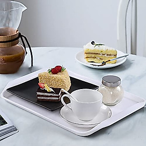 Jekiyo White Rectangular Plastic Fast Food Serving Tray, Set of 6