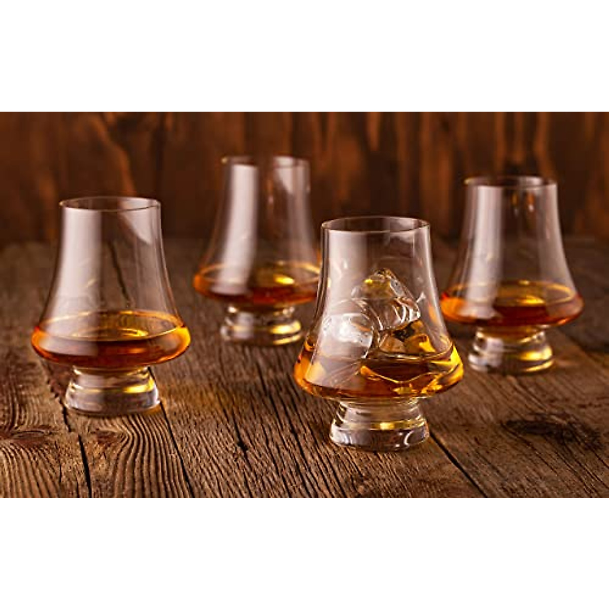 LUXBE - Bourbon Whisky Crystal Glass Snifter, Set of 4 - Narrow Rim Tasting Glasses - Handcrafted - Good for Cognac Brandy Scotch - 9-ounce/260ml
