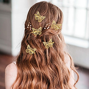 OBTANIM Butterfly Hair Clips, 12 Pcs Cute Metal Butterfly Hair Claw Pins Barrettes Accessories for Girls and Women (Gold)