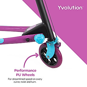 Yvolution Y Fliker Air A3 Scooter 3 Wheels Foldale Wiggle Scooter Self-Propelling Drifting Scooter for Boys and Girls Age 7+ Years (Purple 2020)