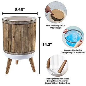 LGCZNWDFHTZ Small Trash Can with Lid for Bathroom Kitchen Office Diaper Barrel Wood Background Bedroom Garbage Trash Bin Dog Proof Waste Basket Cute Decorative