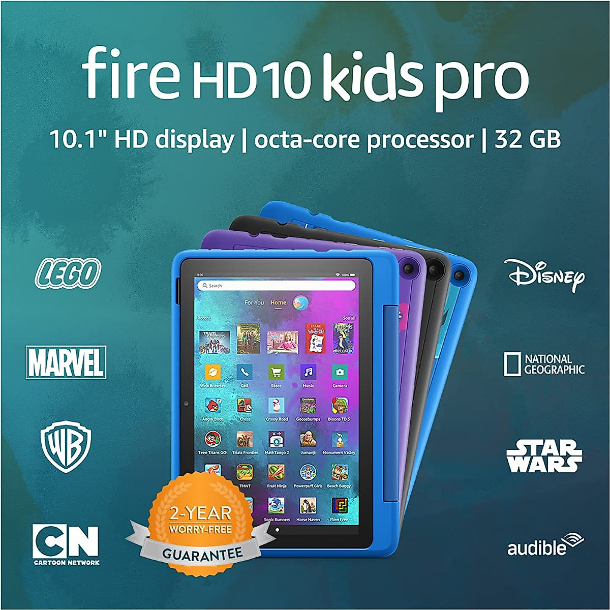 Amazon Fire HD 10 Kids Pro tablet, 10.1", 1080p Full HD, ages 6–12, 32 GB, (2021 release), named"Best Tablet for Big Kids" by Good Housekeeping, (2021 release), Sky Blue