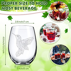 Mimorou 2 Pieces Hummingbird Stemless Wine Glass 17 oz Hummingbird Themed Gifts for Christmas, Valentine's Day, Birthdays, Anniversaries, Retirement, Mother's Day, Father's Day