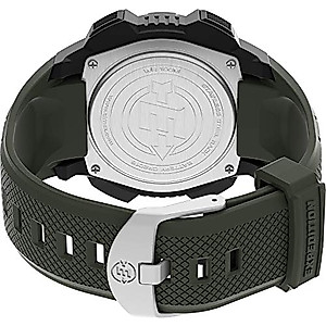 Timex Men's Expedition Base Shock 45mm Watch – Black Resin Case Green Resin Strap